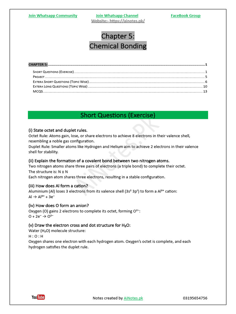 Chemical Bonding Study Guide | PDF | Chemical Bond | Ionic Bonding