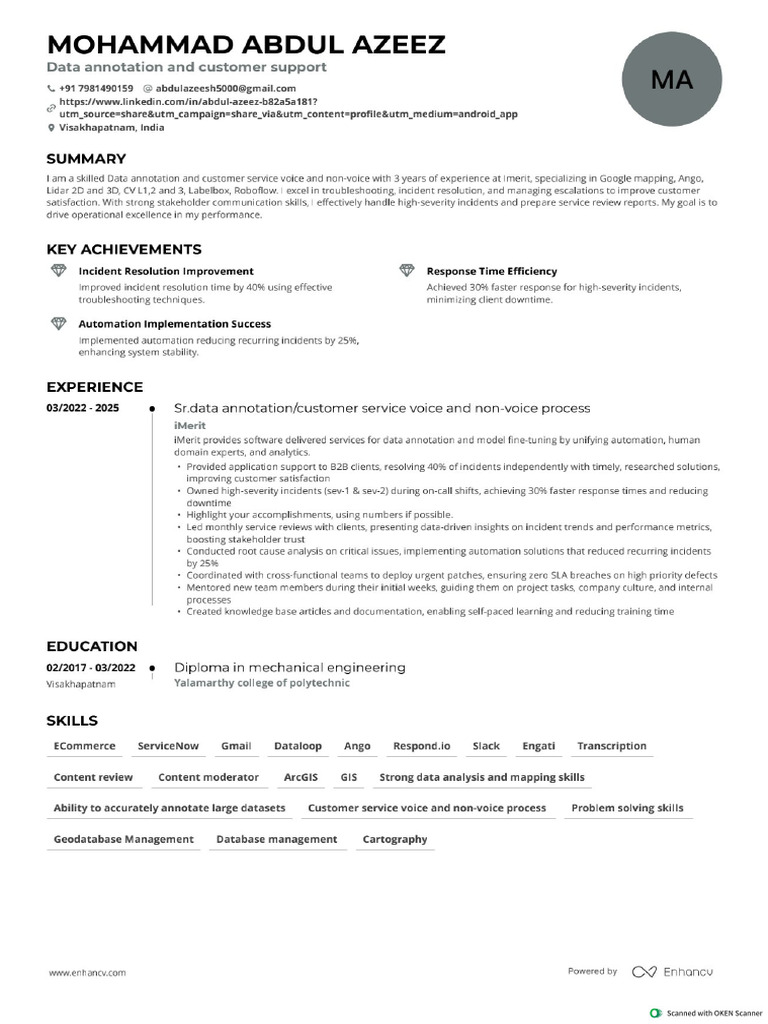 Mohammad Abdul A Zeez Resume | PDF