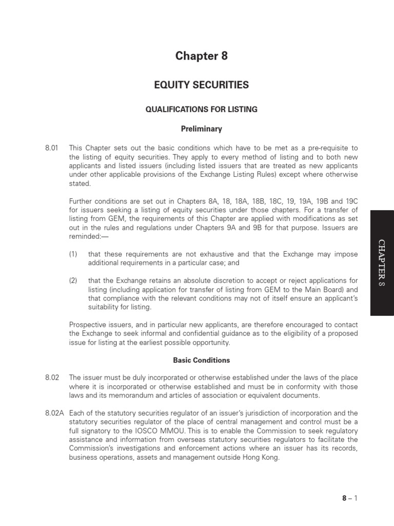 Equity Securities Listing Qualifications | PDF | Securities (Finance ...
