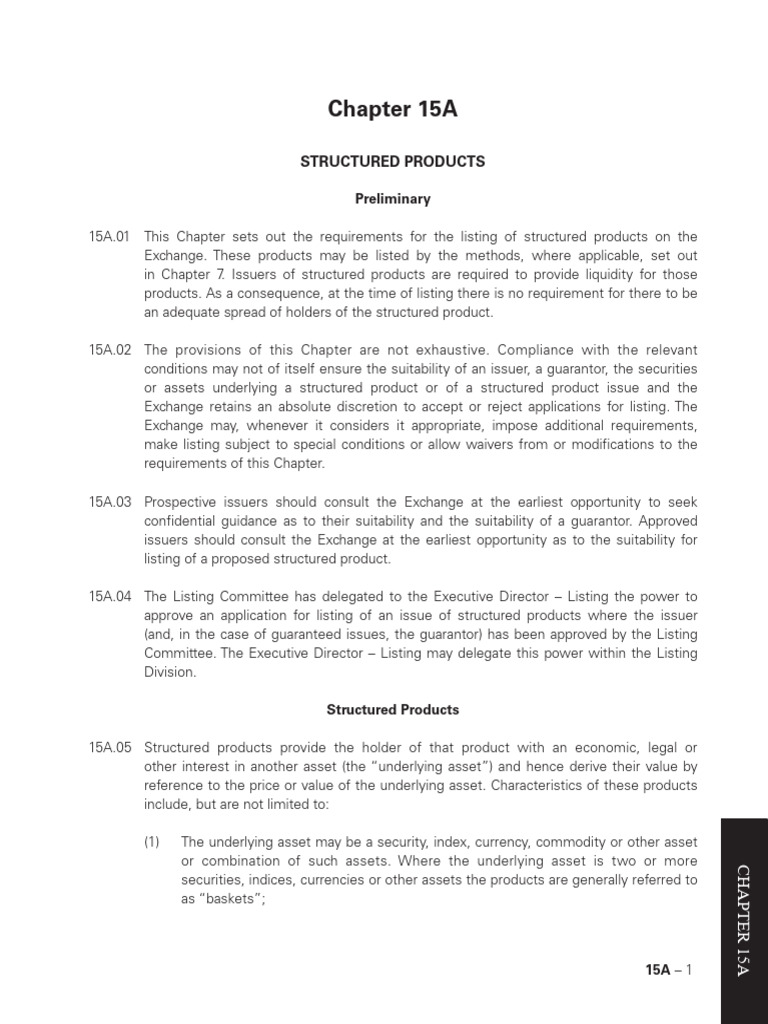 Listing Requirements for Structured Products | PDF | Derivative ...
