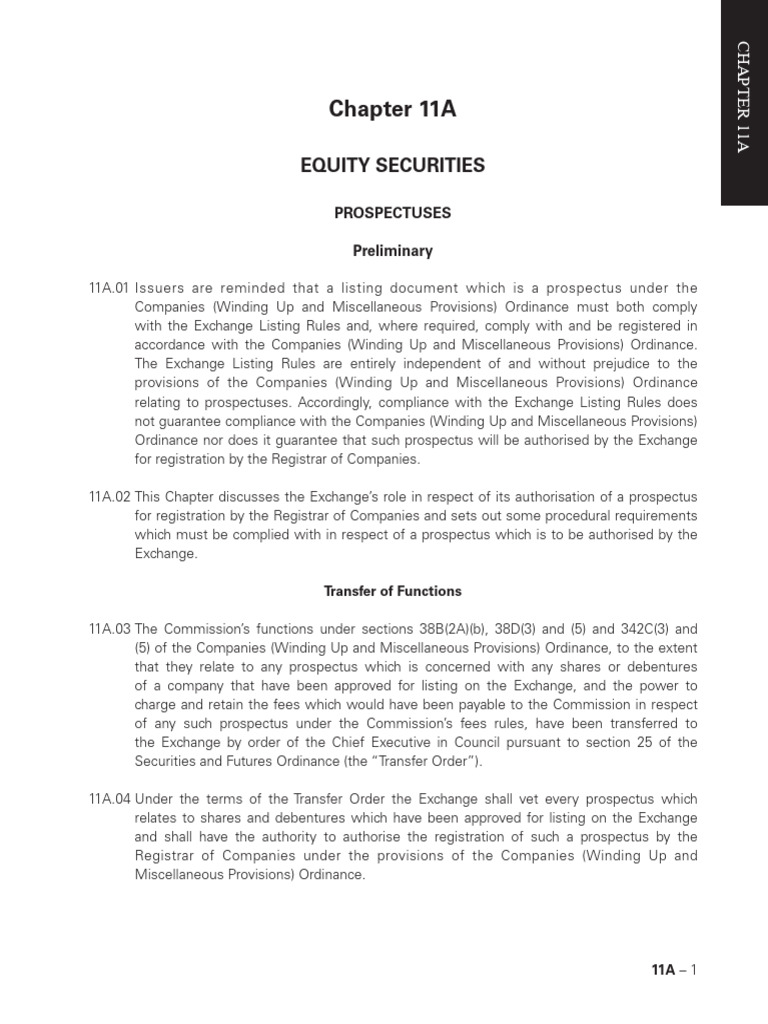 Chapter 11A Prospectuses | PDF | Prospectus (Finance) | Securities ...
