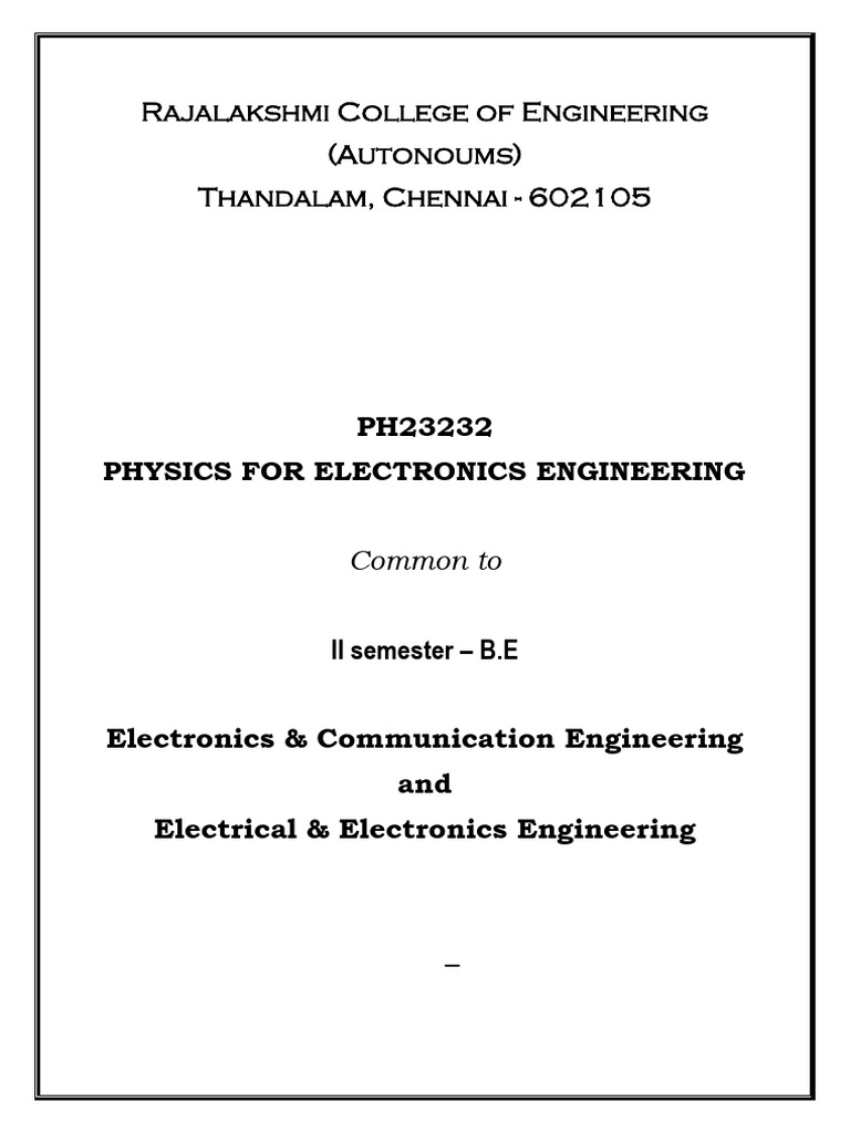 Physics for Electronics Engineering | PDF | Electrical Resistivity And ...