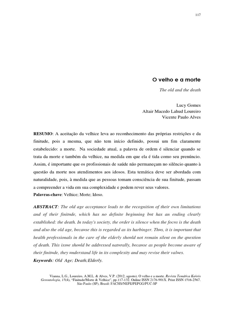Aceitação da Velhice e Morte na Saúde | PDF | Morte | Envelhecimento