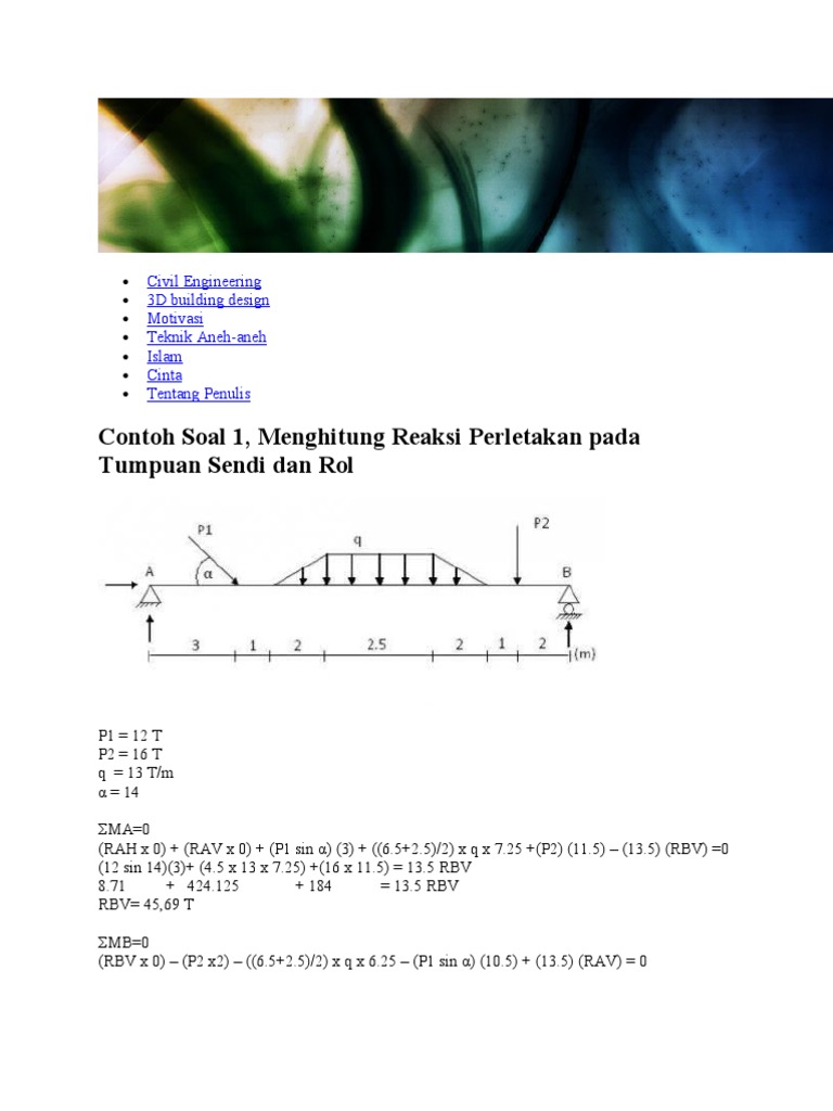 Menghitung Reaksi Tumpuan Sendi dan Rol | PDF