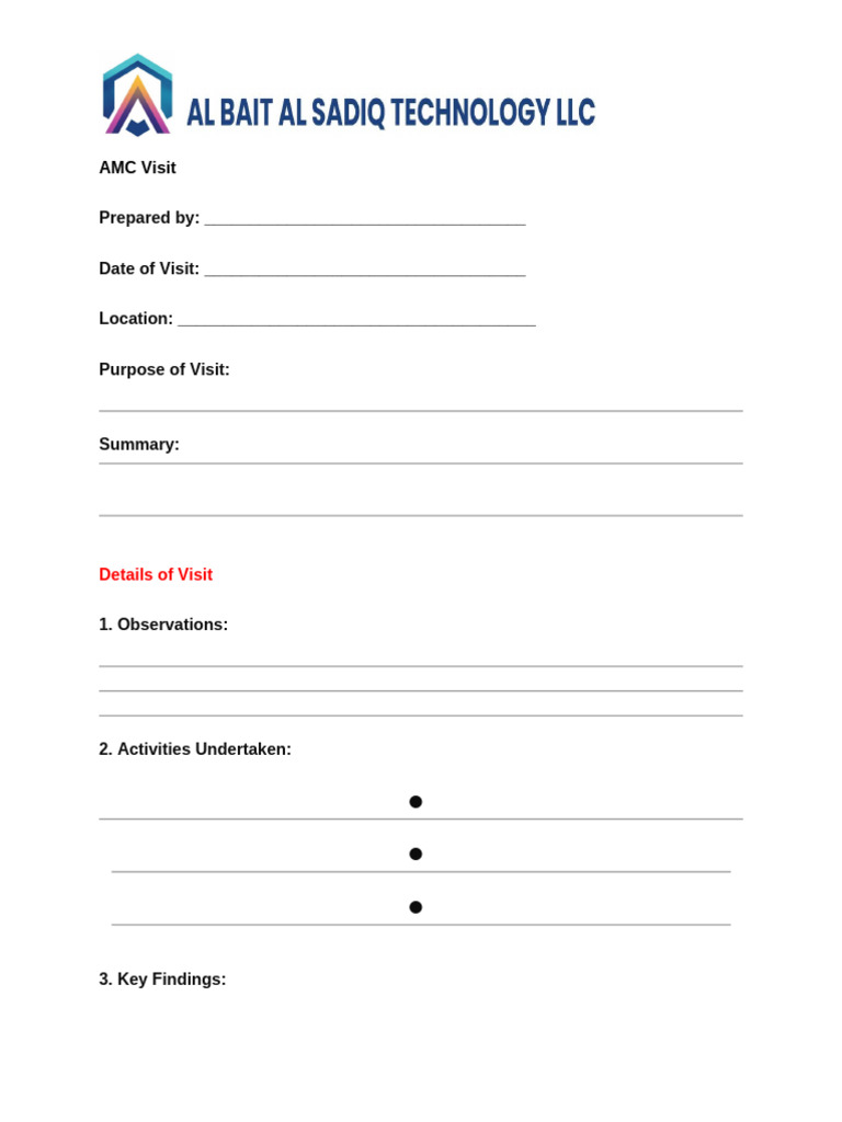 Amc Visit Form | PDF