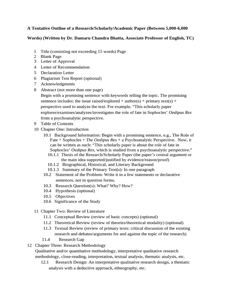 A Tentative Outline of A Research Paper | PDF | Methodology ...