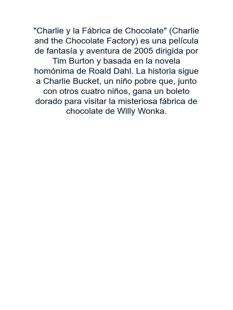 Charlie y la Fábrica de Chocolate PDF | PDF