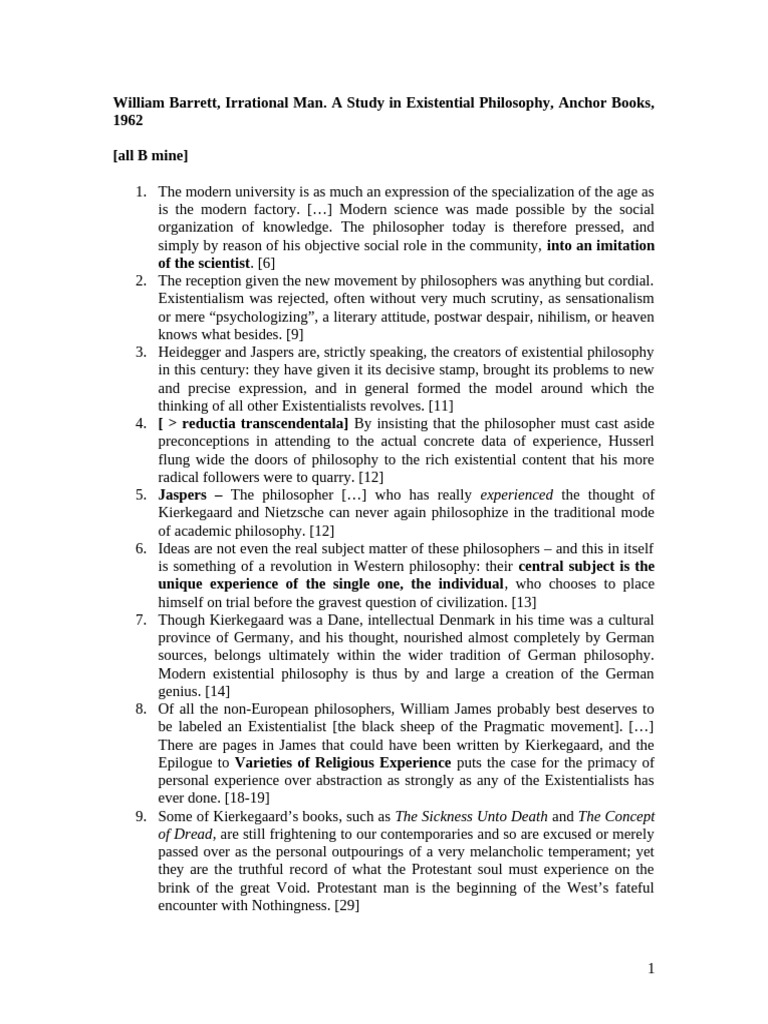 Barrett, William - Irrational Man (1962) | PDF | Existentialism ...