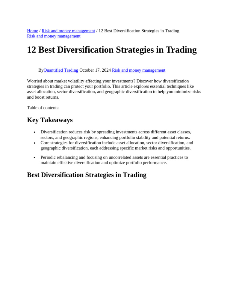 12 Best Diversification Strategies in Trading | PDF | Diversification ...