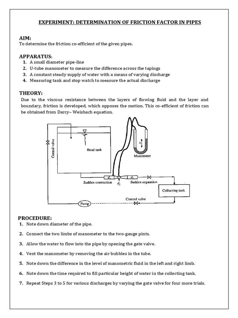 FM Lab Manual Exp. 05 Major Losses in Pipes | PDF | Pressure Measurement | Physics