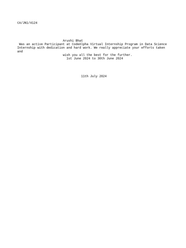 CodeAlpha Certificate | PDF