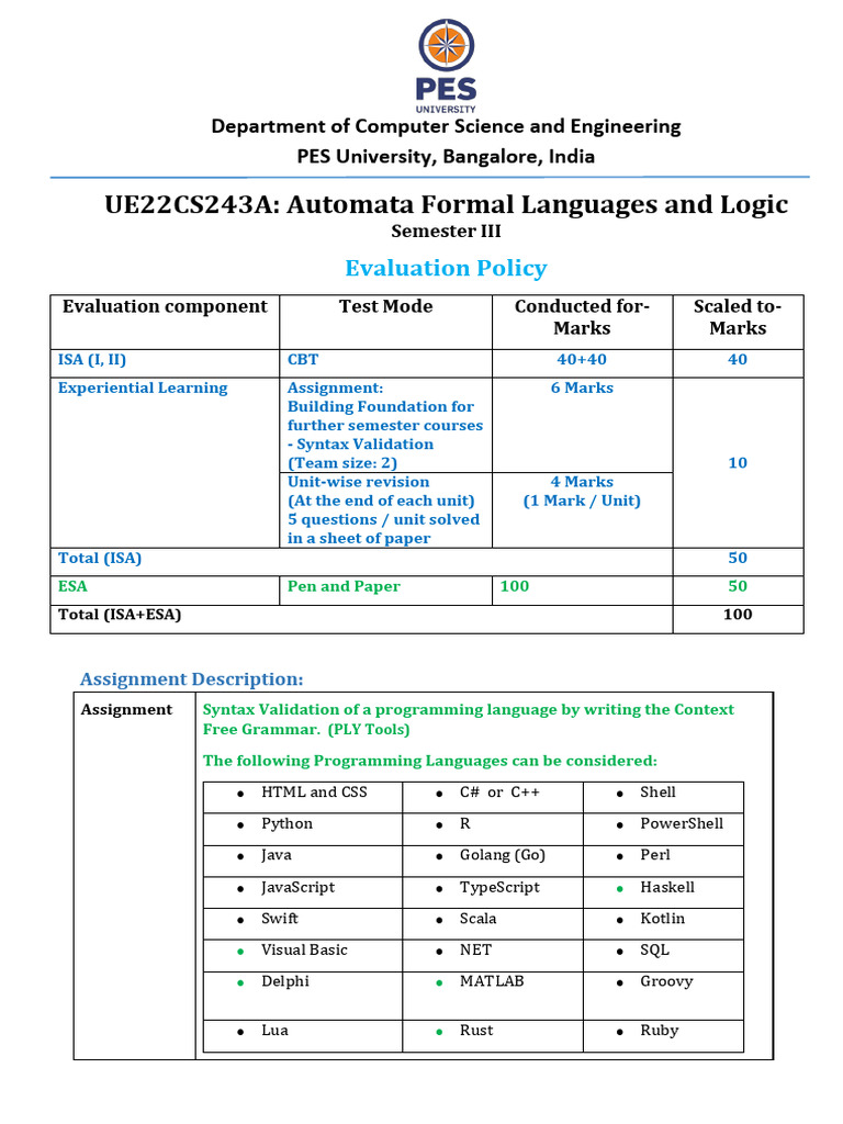 AFLL-Evaluation Policy and Assignment Guidelines | PDF | Programming Language | Python ...