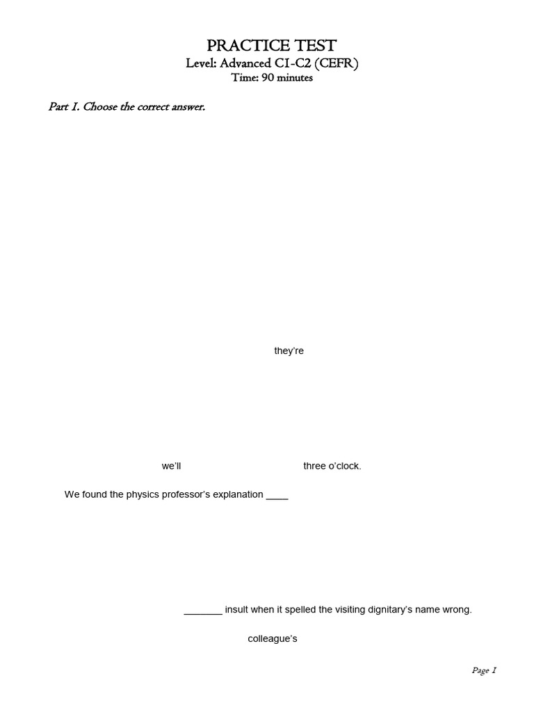 Advanced C1-C2 Practice Test | PDF