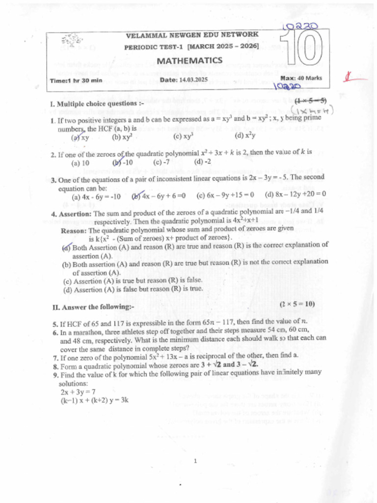 10 Cbse Maths 2 | PDF