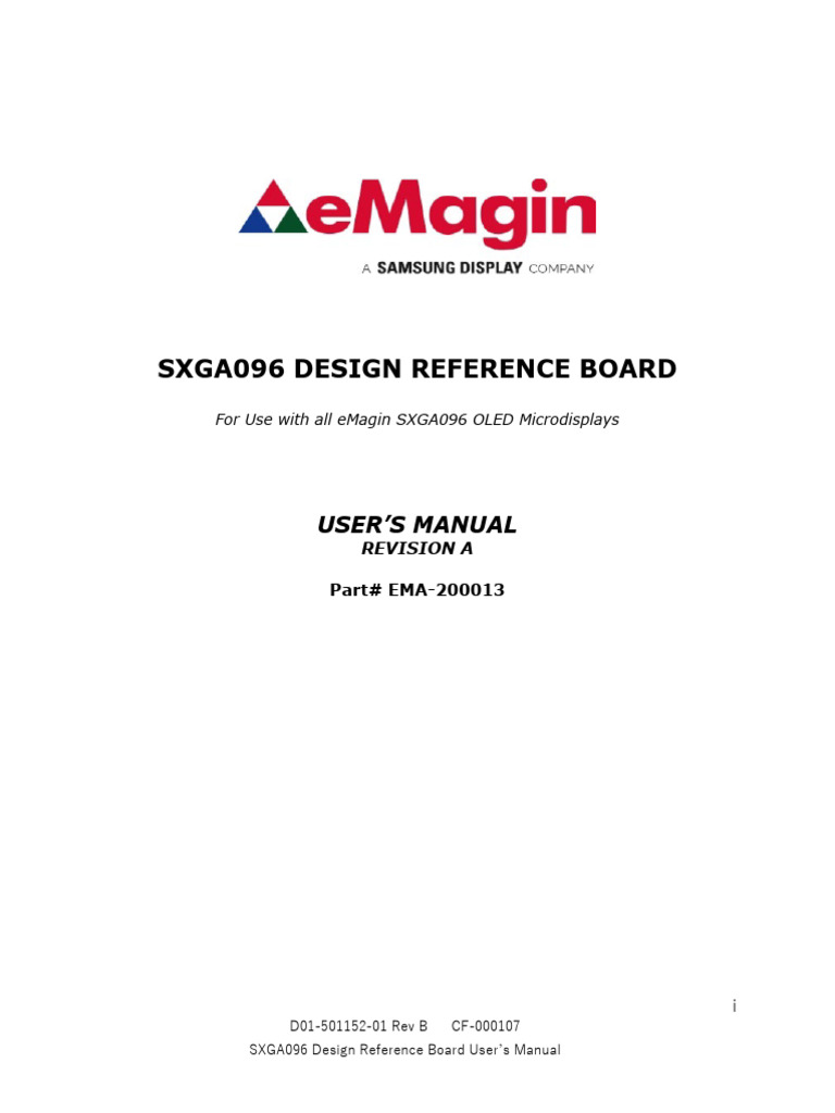 D01-501152-01 Rev B SXGA096 Design Reference Board User Manual 1 | PDF ...