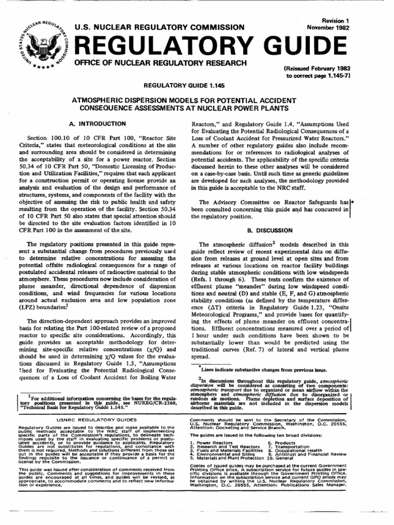 Regulatory Guide: U.S. Nuclear Regulatory Commission | PDF | Nuclear ...