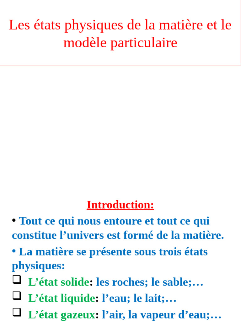 États physiques et modèle particulaire | PDF
