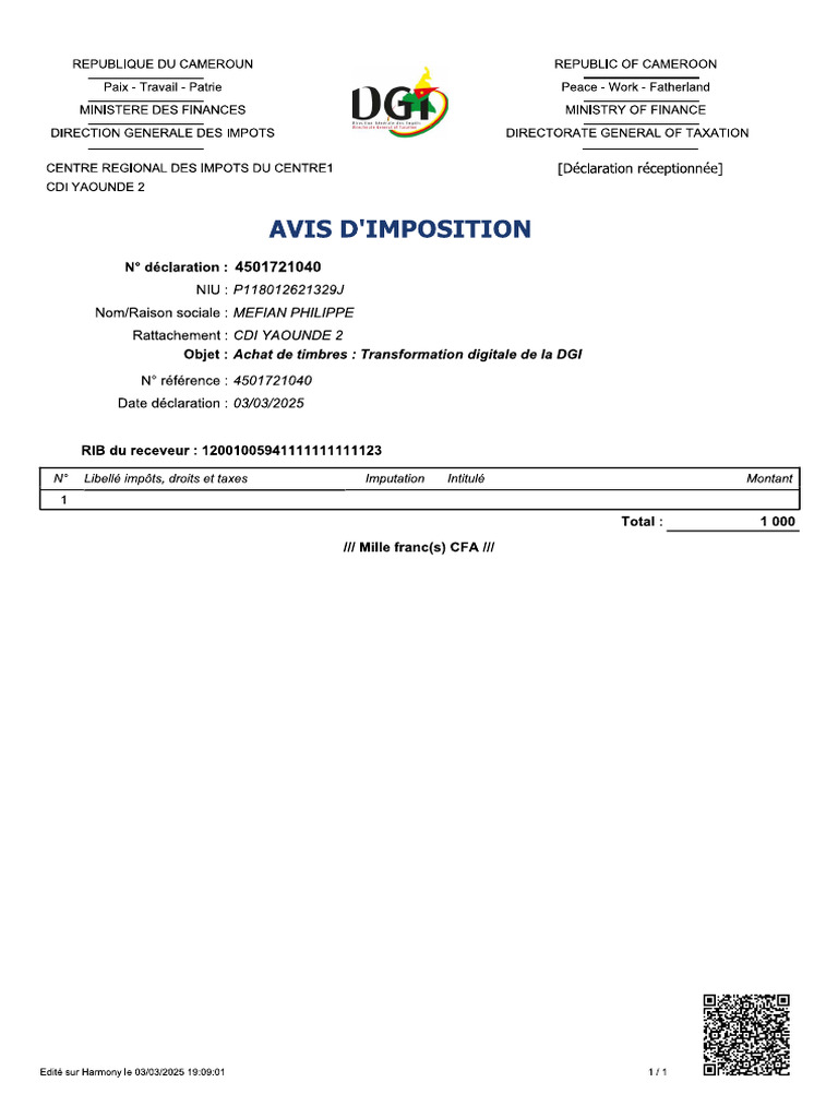 Avis Imposition Timbre | PDF