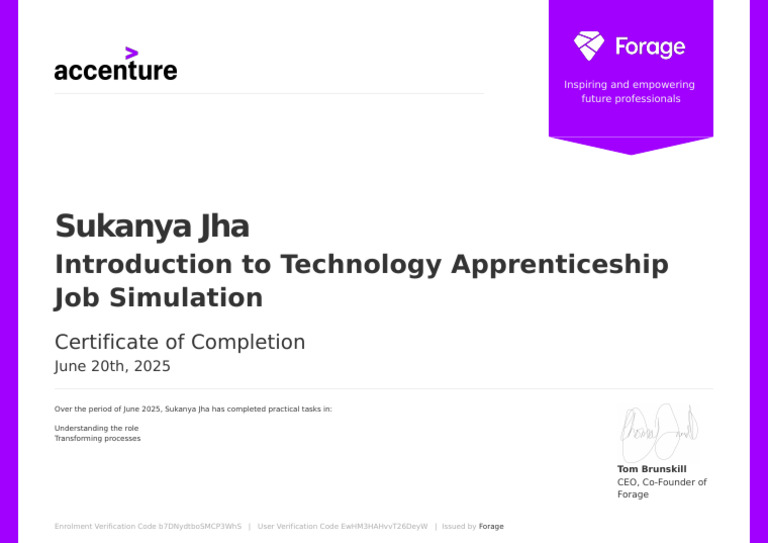 Technology Apprenticeship Completion Certificate | PDF