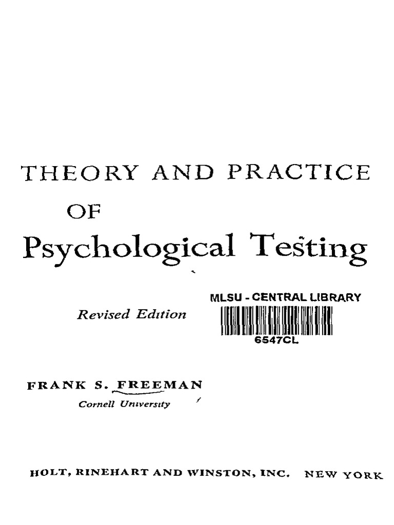 Freeman - Theory and Practice of Psychological Testing | PDF