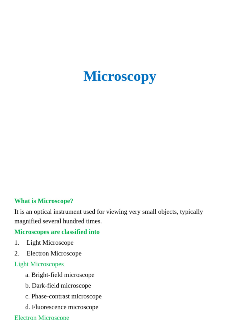 Types and Functions of Microscopes | PDF | Angular Resolution ...