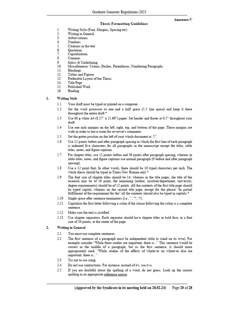 Thesis Formatting Guidelines 2023 | PDF | Thesis | Comma