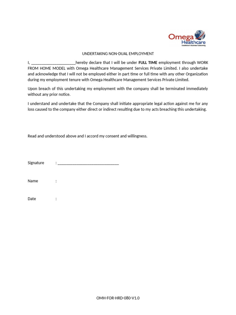 Non-Dual Employment Declaration Form | PDF
