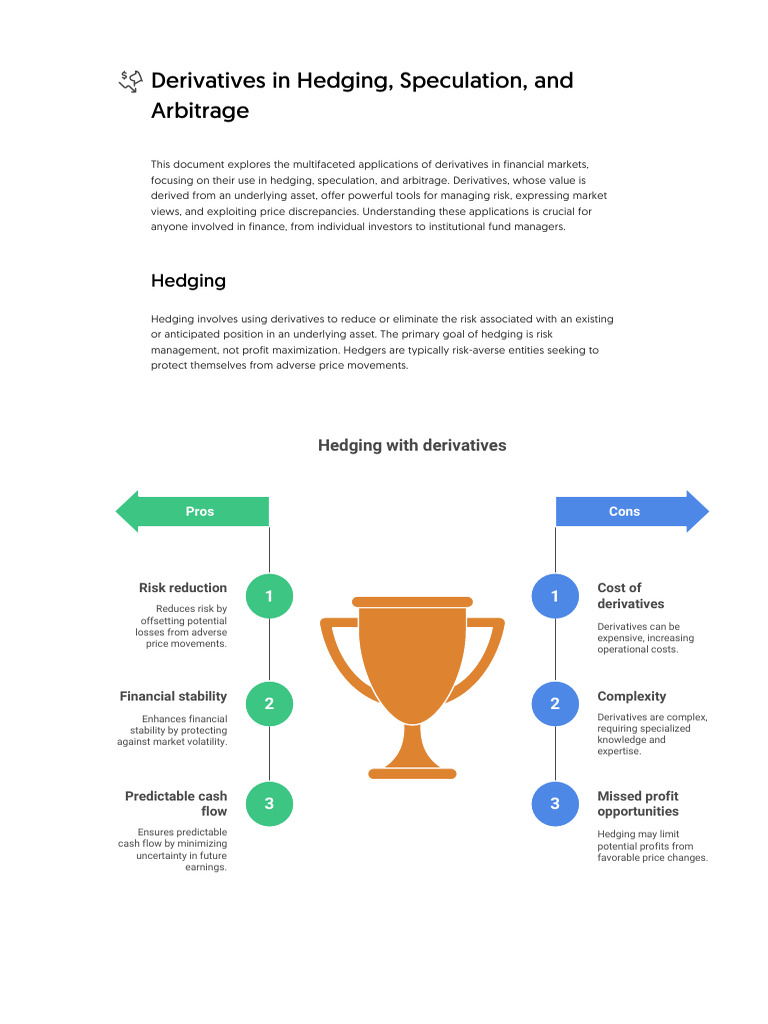 Derivatives: Hedging, Speculation, Arbitrage | PDF | Arbitrage | Hedge ...
