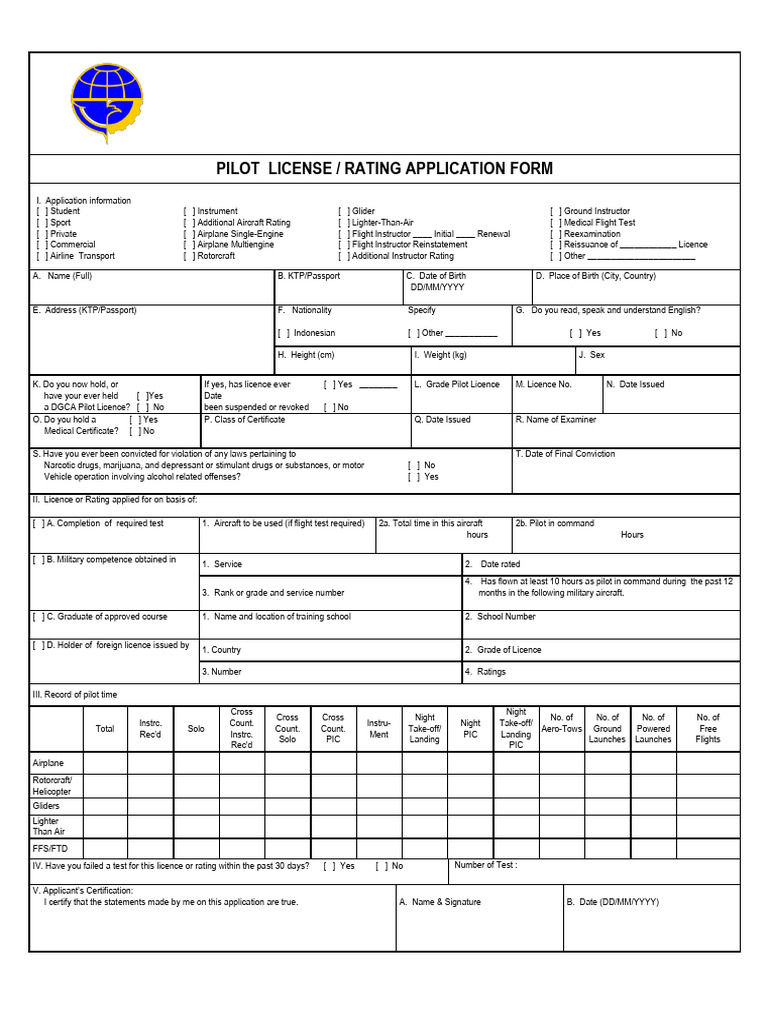 New-DGCA Form 61-01 Application For Pilot & Rating - Oct 2017 | PDF ...
