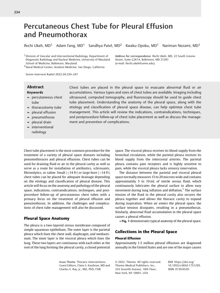 Chest Tube Management for Pleural Issues | PDF | Clinical Medicine ...