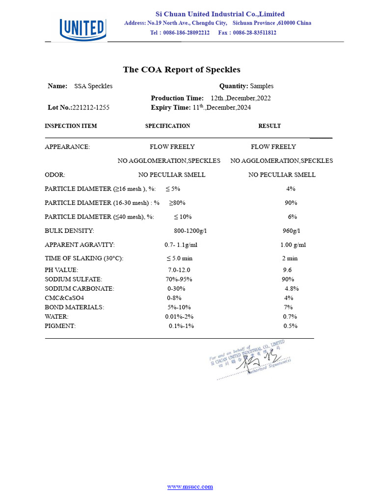 COA Color Speckles | PDF