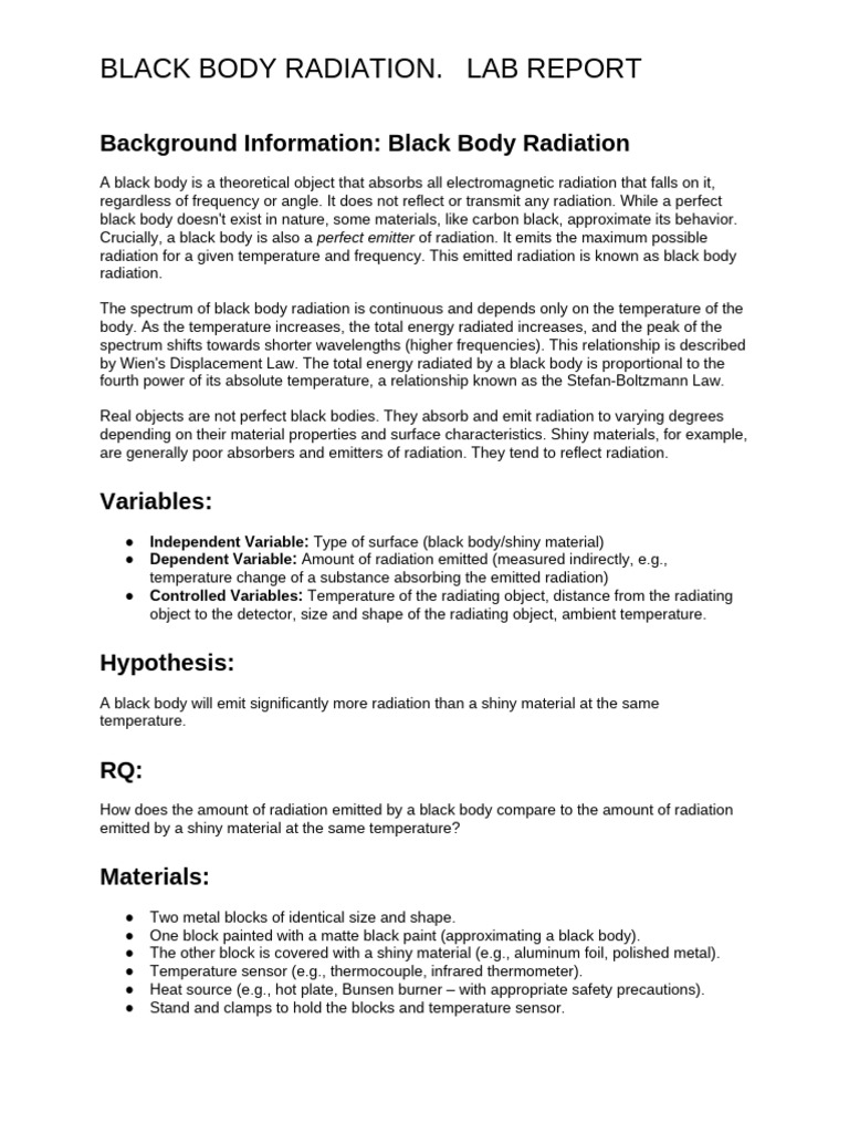 Black Body Radiation FA | PDF | Applied And Interdisciplinary Physics ...
