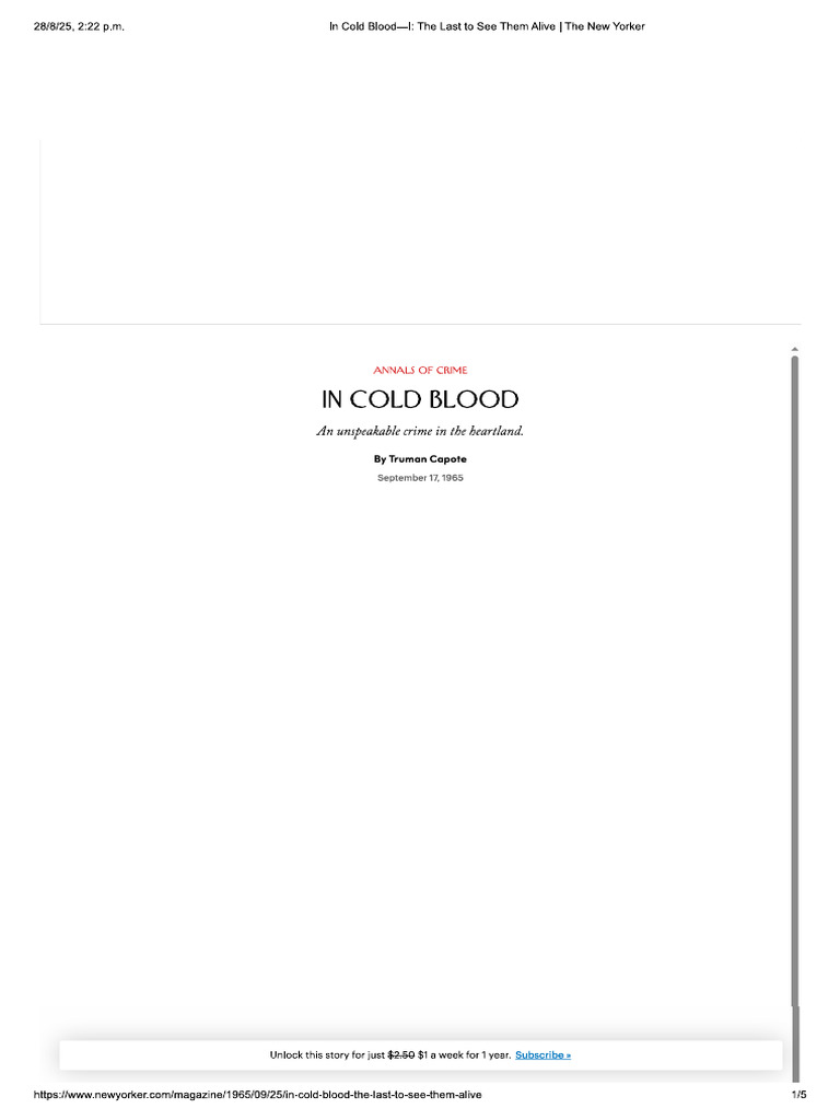 In Cold Blood-I - The Last To See Them Alive - The New Yorker | PDF