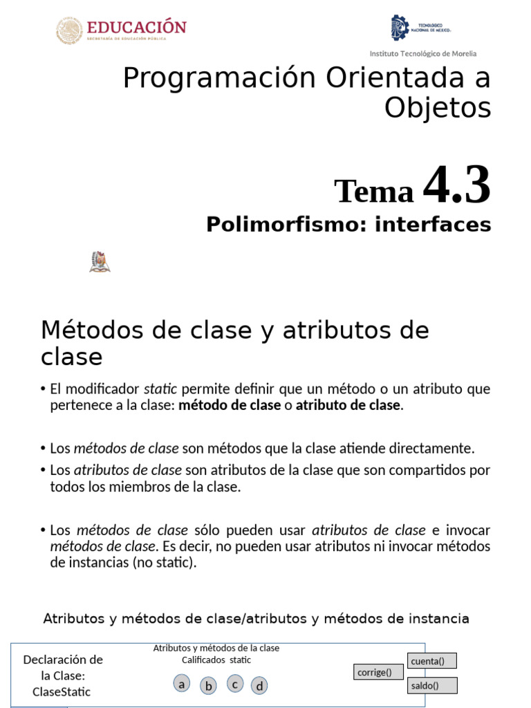POO 4.3 Polimorfismo Interfaces | PDF | Java (lenguaje de programación) | Herencia (Programación ...