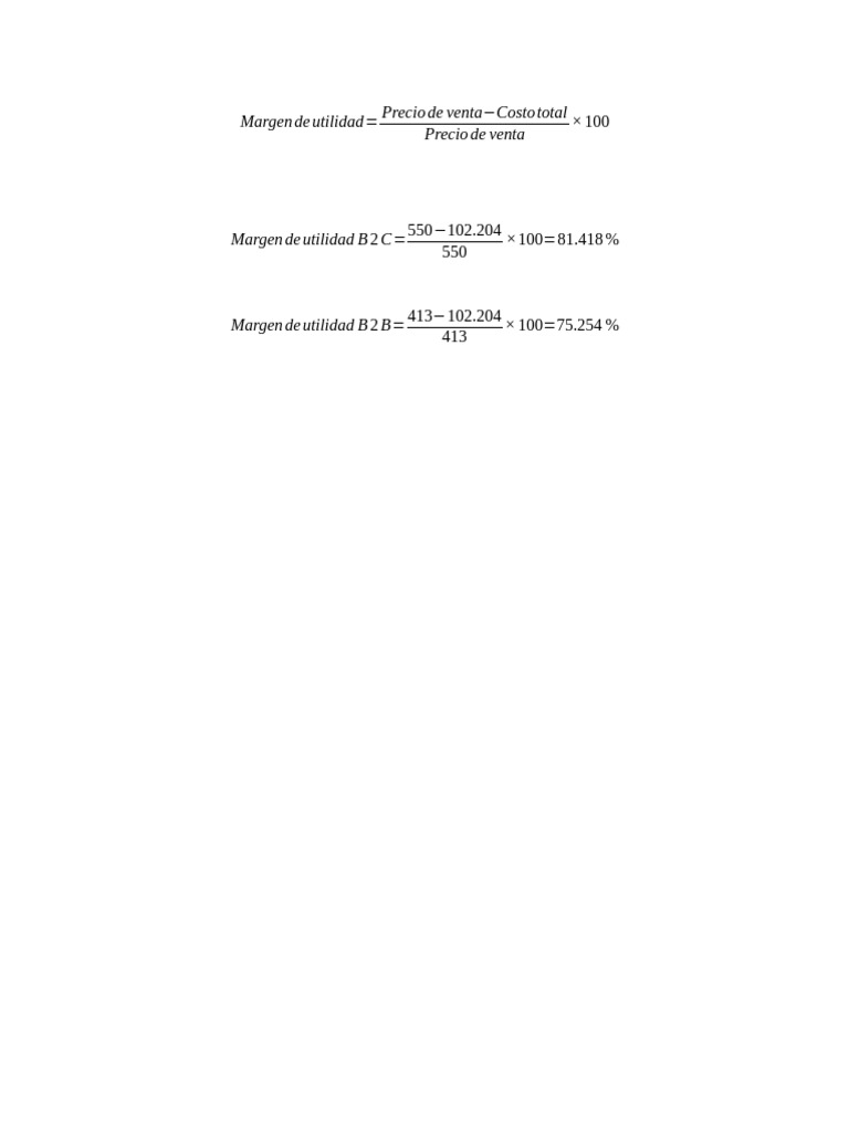 Margen de Utilidad Formulas | PDF