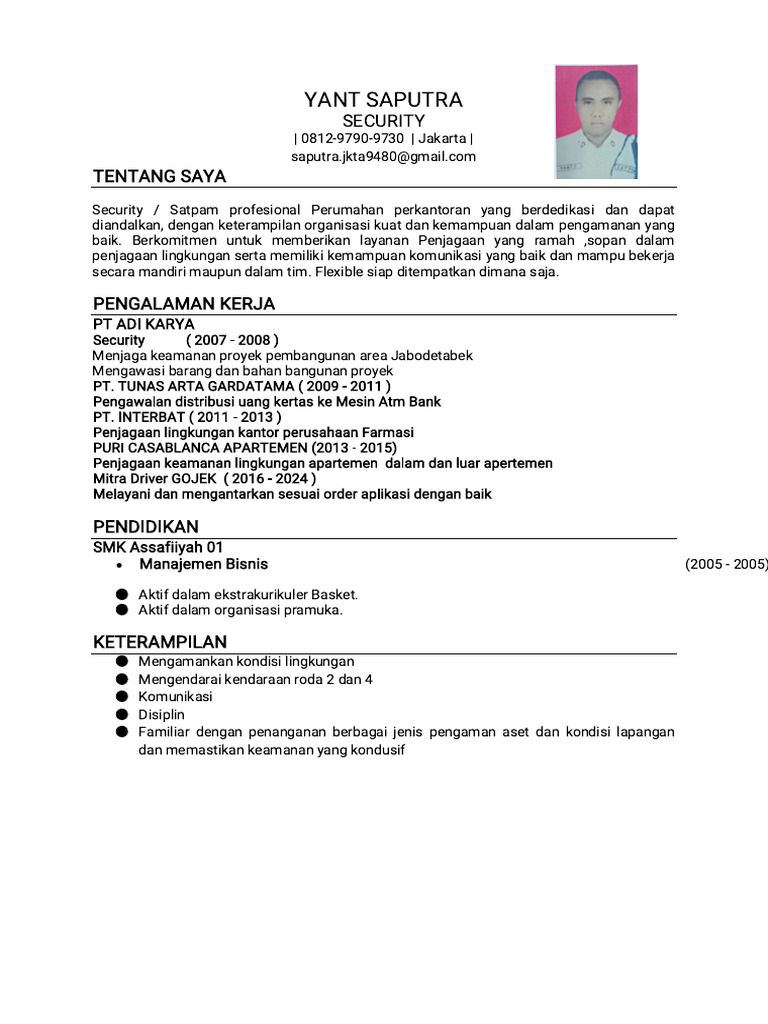 Profil Profesional Security Jakarta | PDF