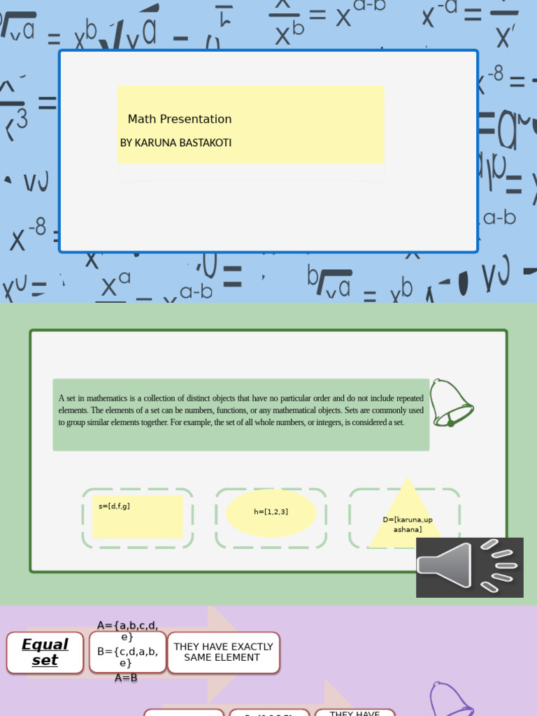 Presentation of Math | PDF | Set (Mathematics) | Intersection (Set Theory)