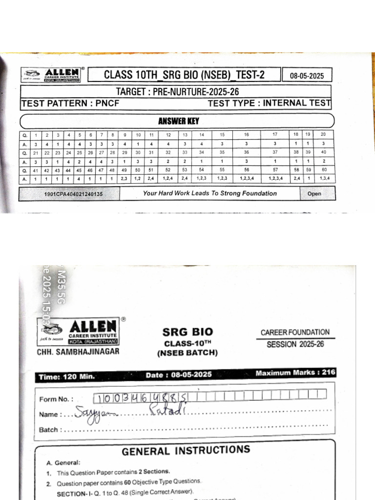 Nseb Minor Test 2 | PDF