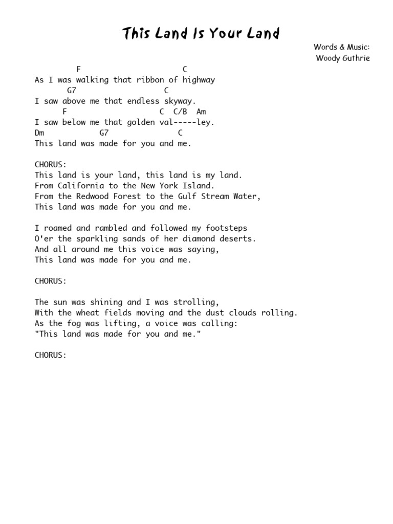 This Land Is Your Land Lyrics | PDF