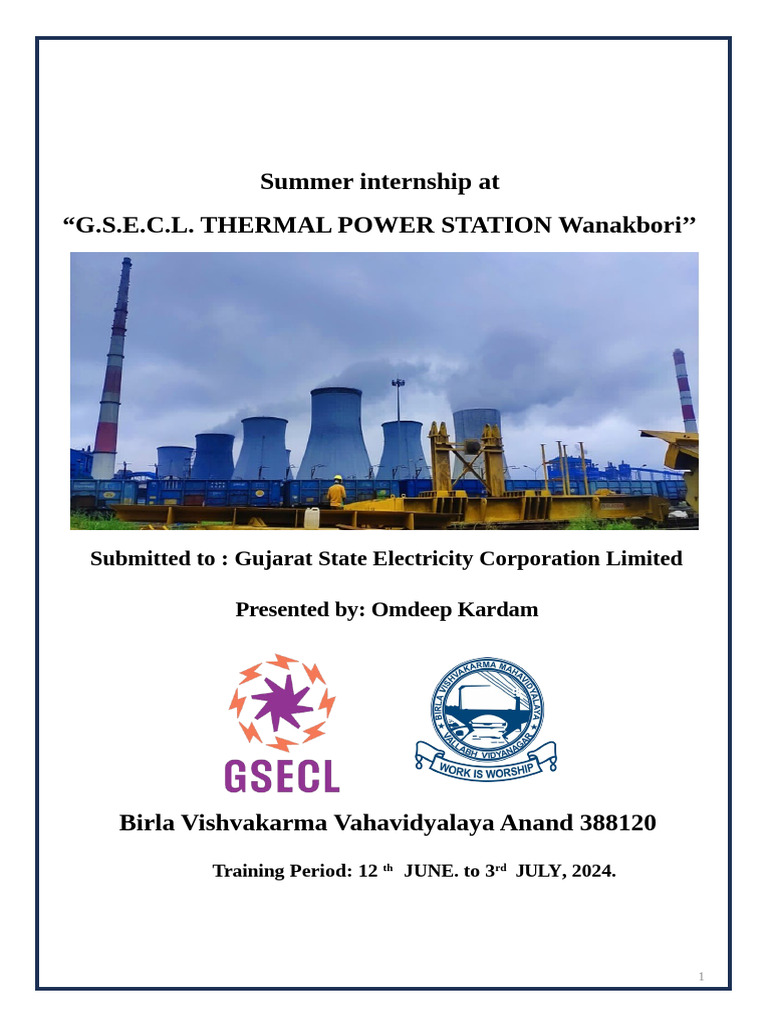 Gsecl Internship | PDF | Electric Power | Power (Physics)