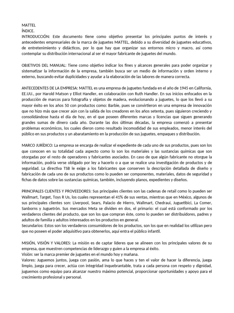 MATTEL | PDF | Calidad (comercial) | Business
