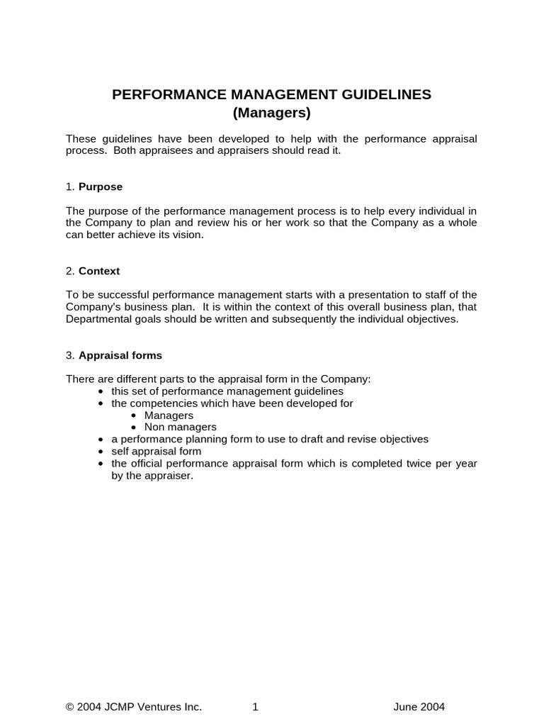 Performance Management Guidelines for Managers | PDF | Performance ...