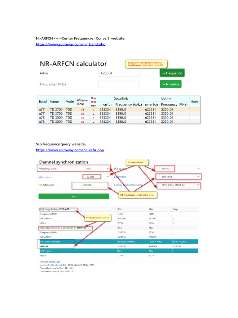 Frequency and SSB - NRARFCN Calculator | PDF