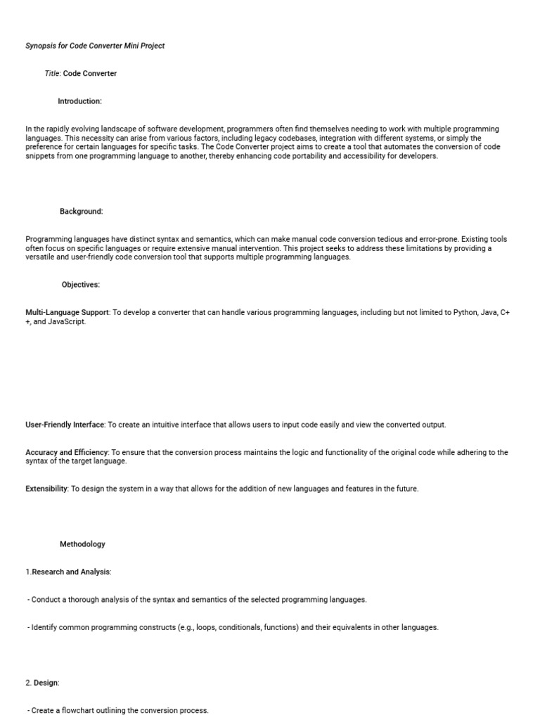 Multi-Language Code Converter Project | PDF | Programming Language ...
