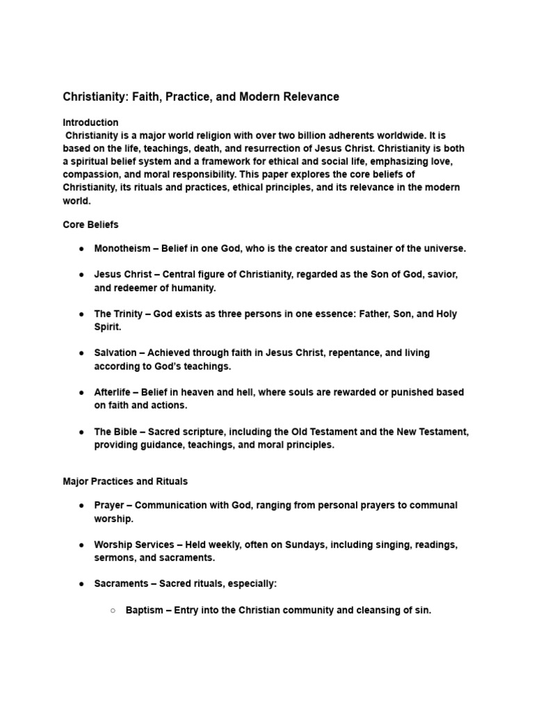Christianity: Core Beliefs and Practices | PDF | Eucharist | Jesus