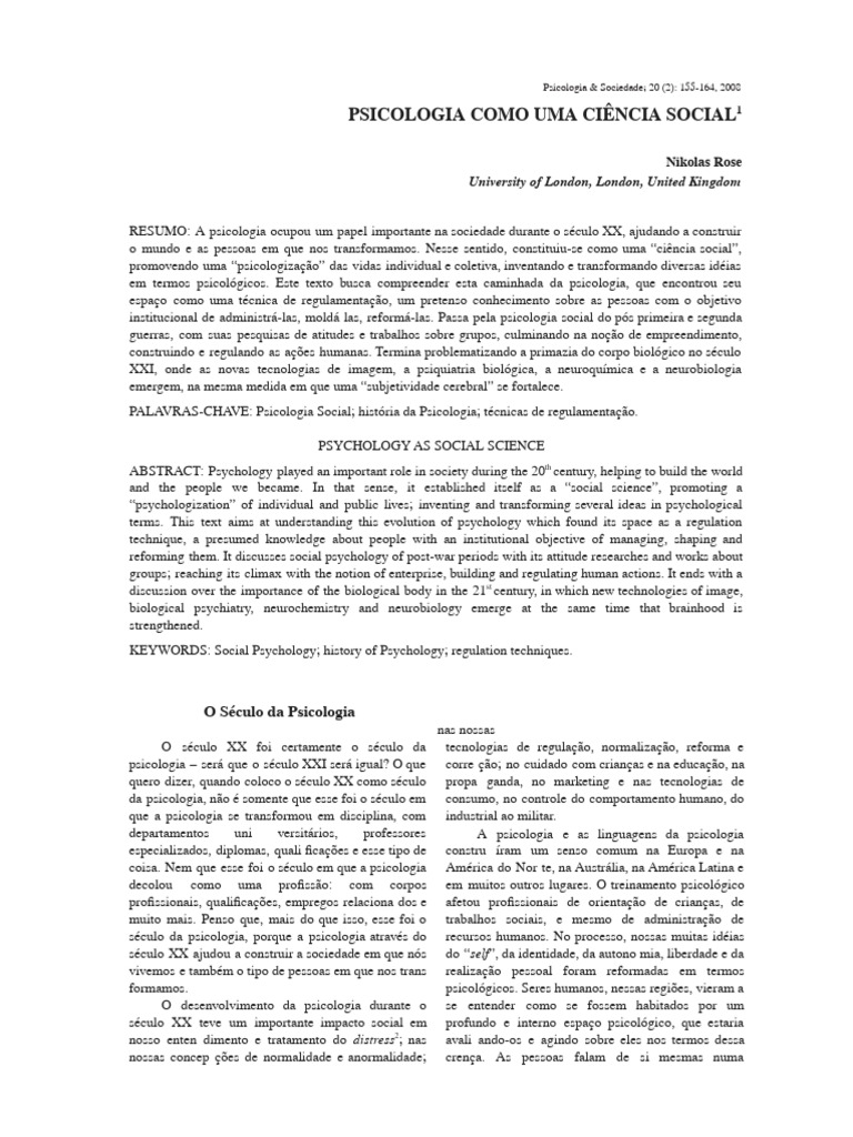 2 - Psicologia Como Uma Ciencia Social - Nikolas Rose | PDF ...