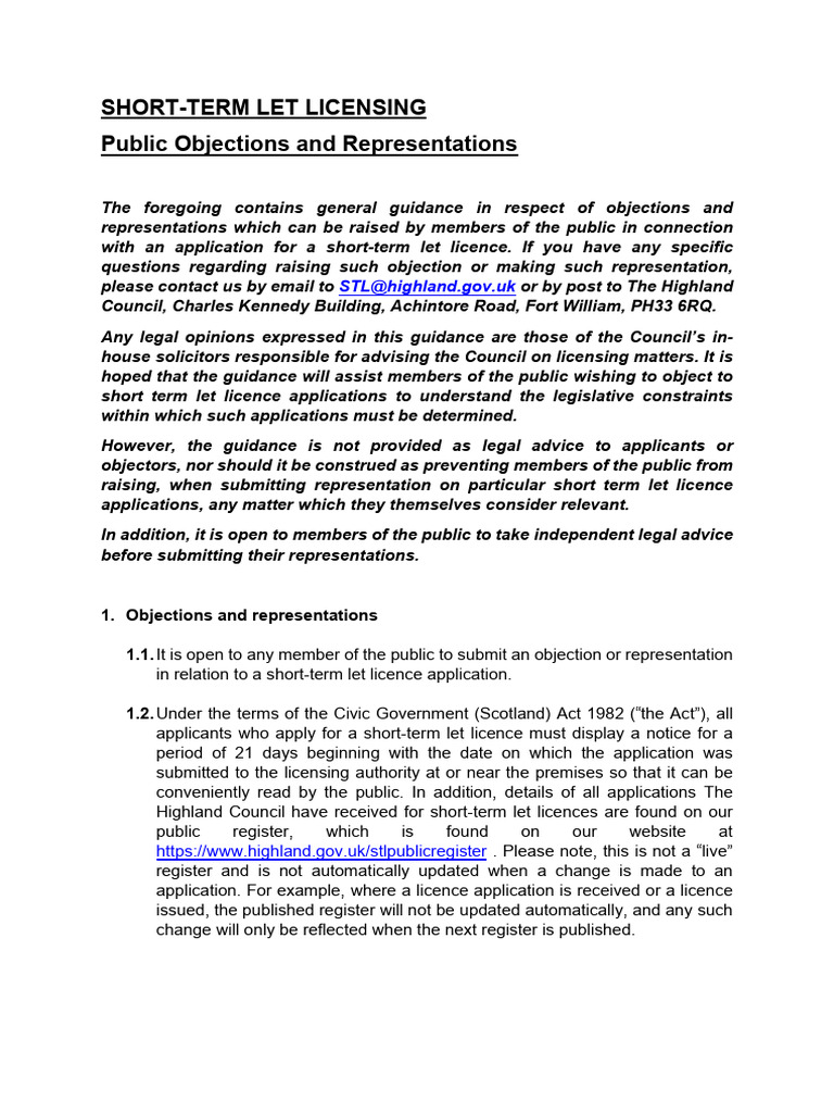 Public Objections to Short-Term Let Licenses | PDF | License | Government