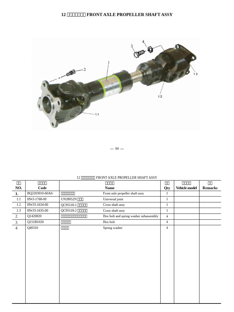 12 - Front Axle Propeller Shaft Assy | PDF