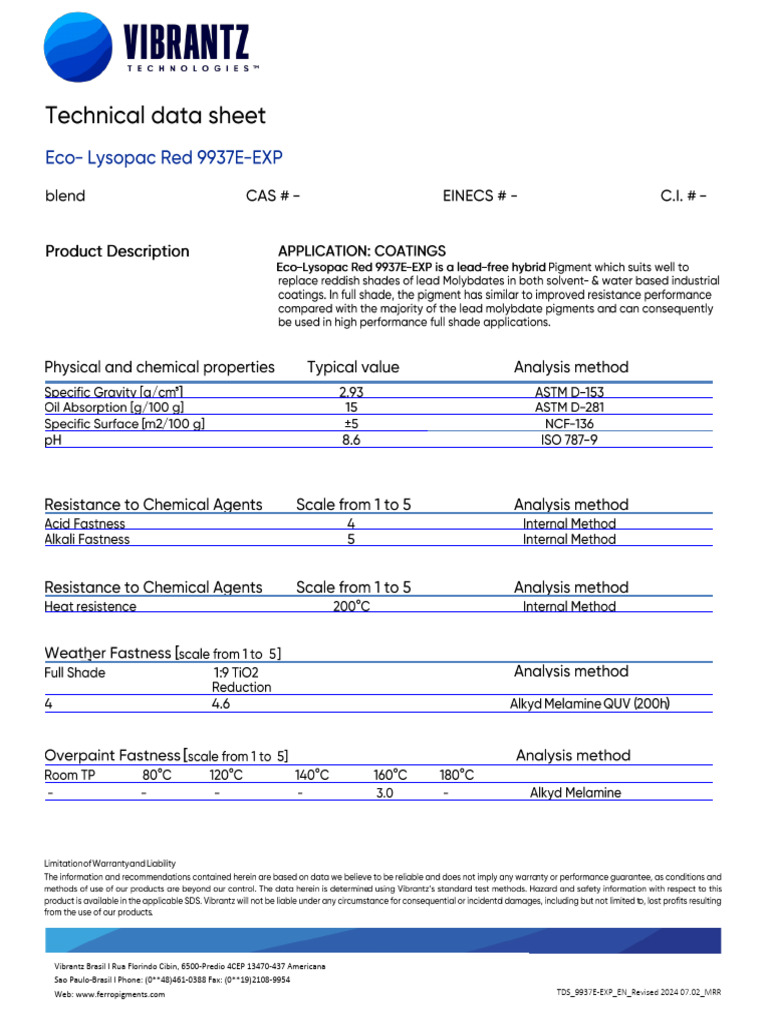 TDS Vibrantz 9937E | PDF