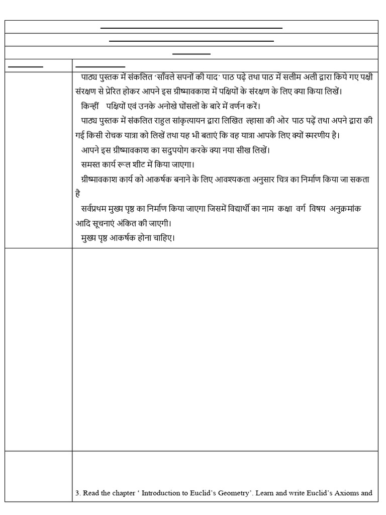 Class IX Summer Homework 2024-25 | PDF | Mathematics | Cell (Biology)